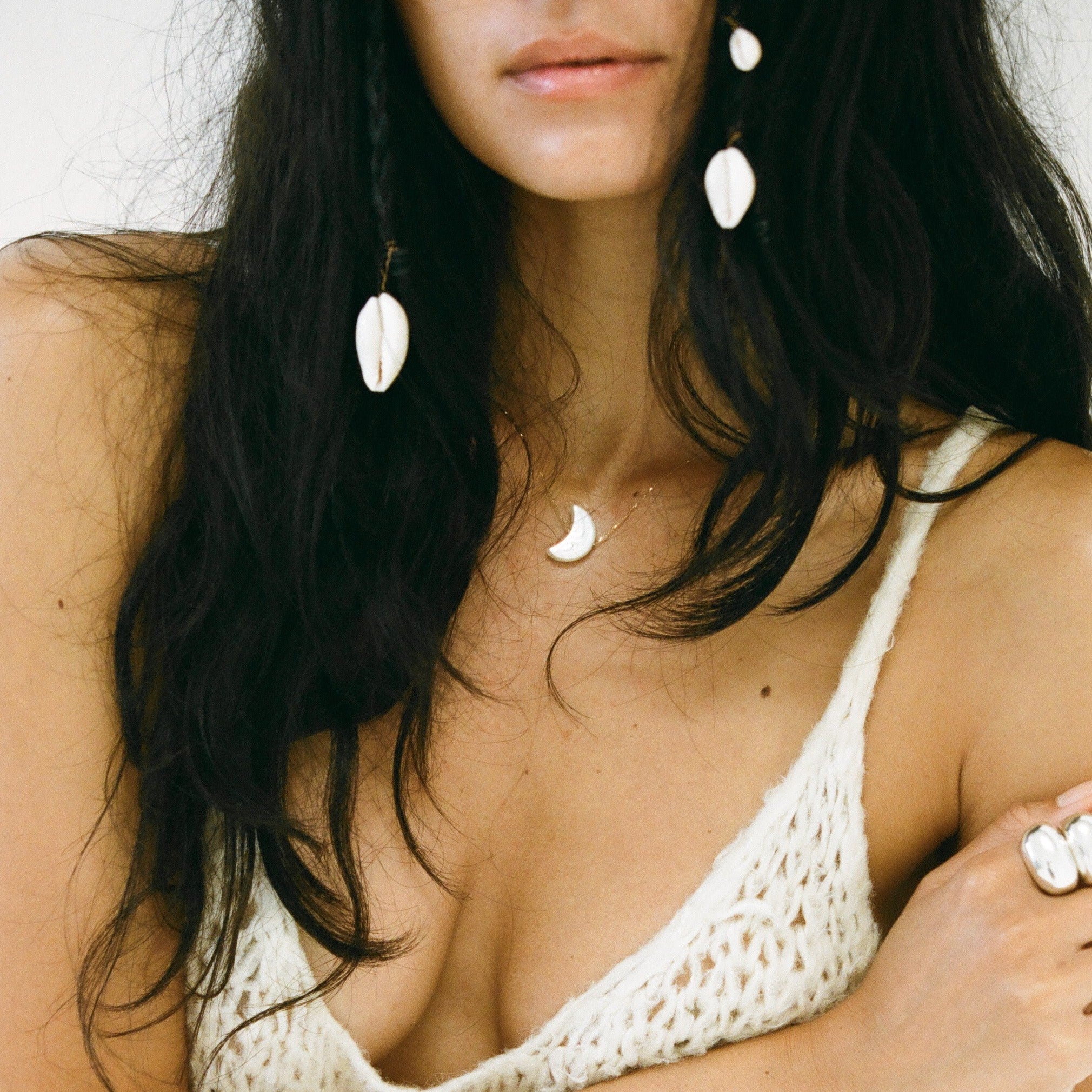 Crescent Moon Pearl Necklace – Cashmere Cactus